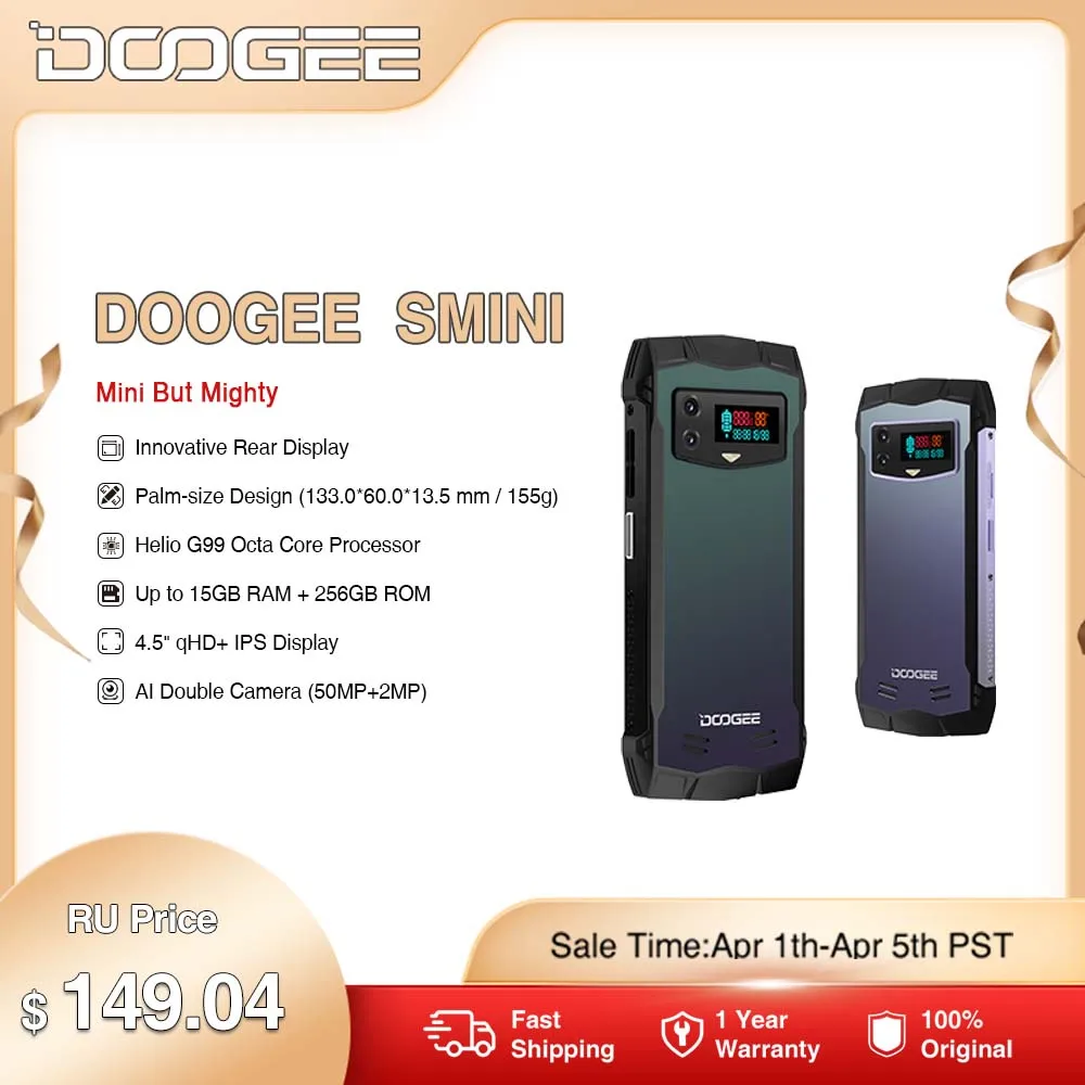 DOOGEE-Smini-4-5-qHD-Display-50MP-Camera-Helio-G99-8GB-7GB-Extended-RAM ...