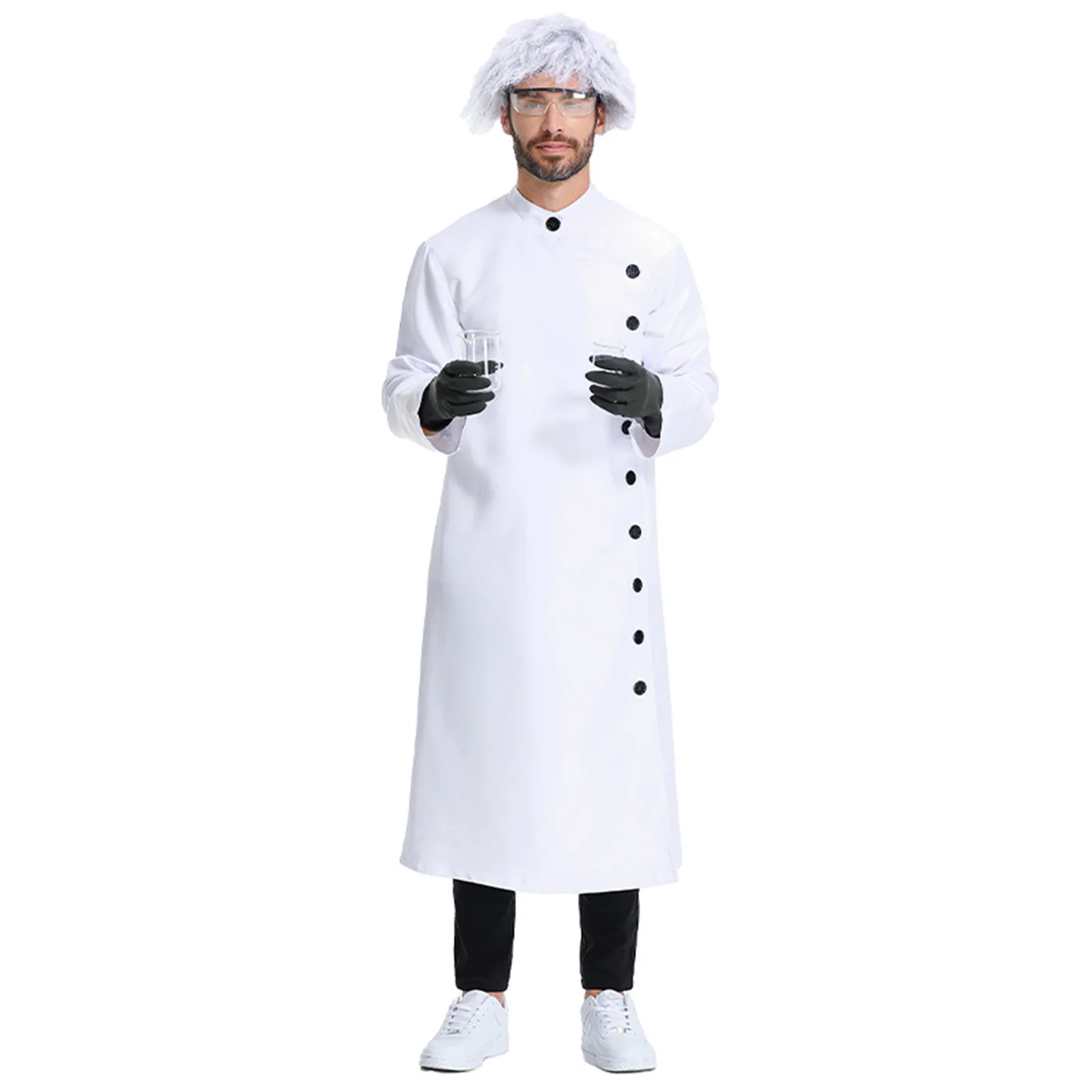 Movie Scientist Cosplay Costume Mad Lab Researcher Carnival Party Men ...