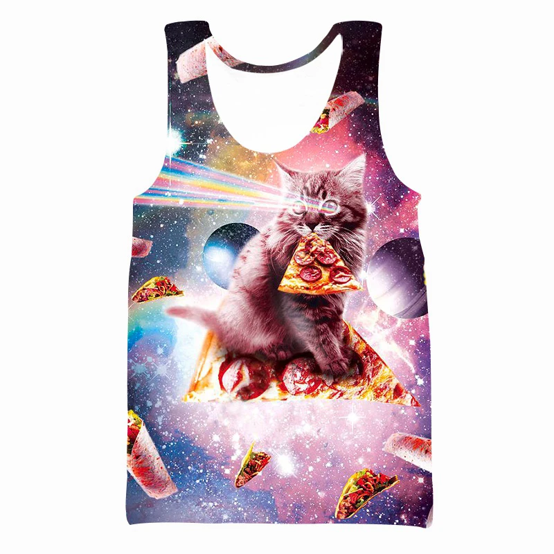 3D-Printed-Cartoon-Animal-Cat-Tank-Tops-For-Men-Short-Sleeve-Summer ...