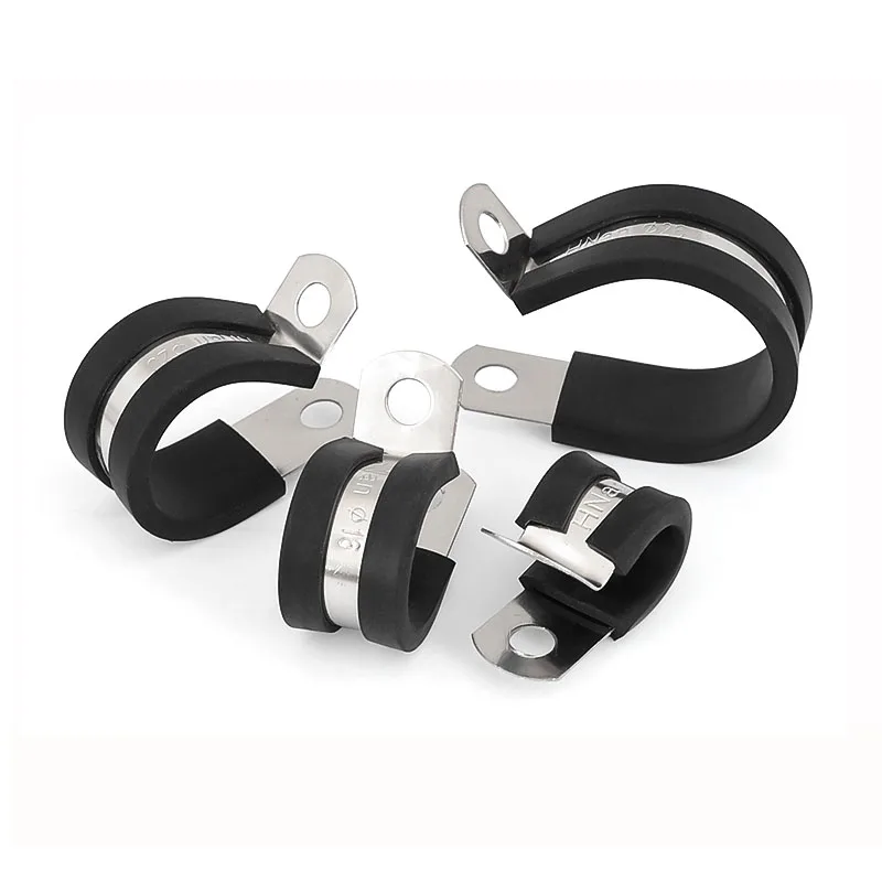 5pcs-Stainless-Steel-Rubber-Lined-P-Clips-R-type-Pipe-Clamp-Cable ...