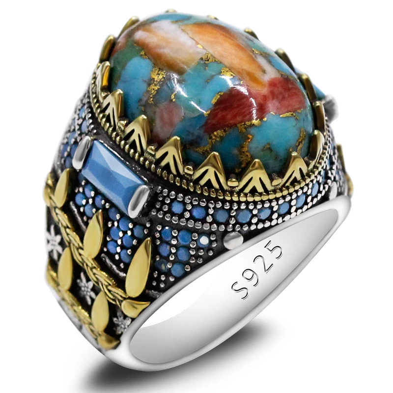 S925-Silver-Oyster-Turquoise-Handmade-Ring-Men-s-Vintage-T-rkiye-Women ...