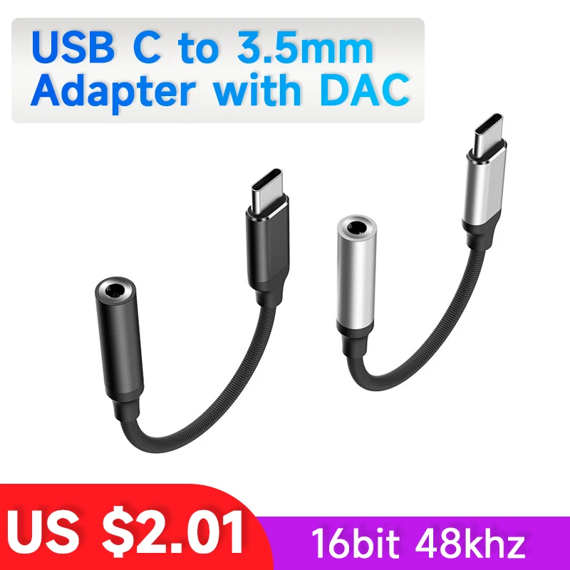 USB C 어댑터 DAC 3.5mm 이어폰 잭 AUX USBC HiFi 컨버터, 삼성 샤오미 OnePlus 픽셀 Win10 PC ...