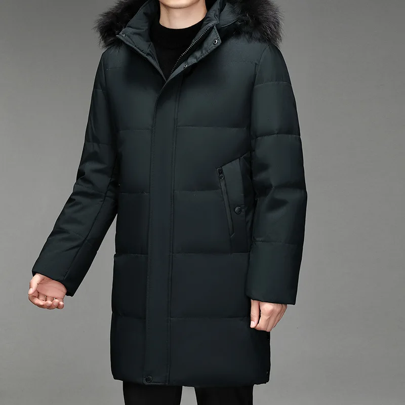 Long Section Dad Wear Down Jacket Winter Warm Jacket Korean Thickened ...