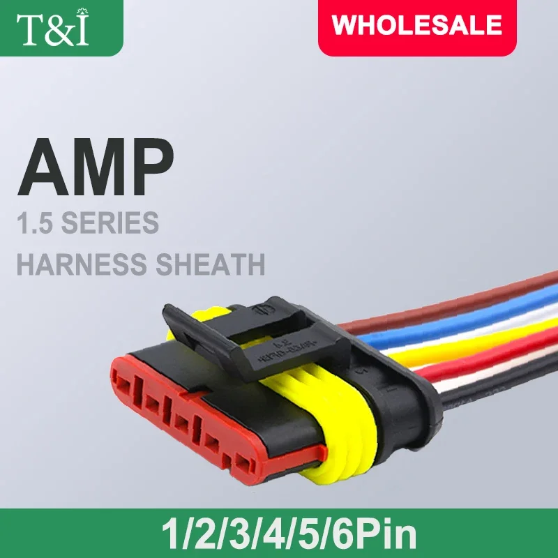 1 set AMP 1P 2P 3P 4P 5P 6P Waterproof Auto Connector Male Female Plug with Wire Cable 15CM ...