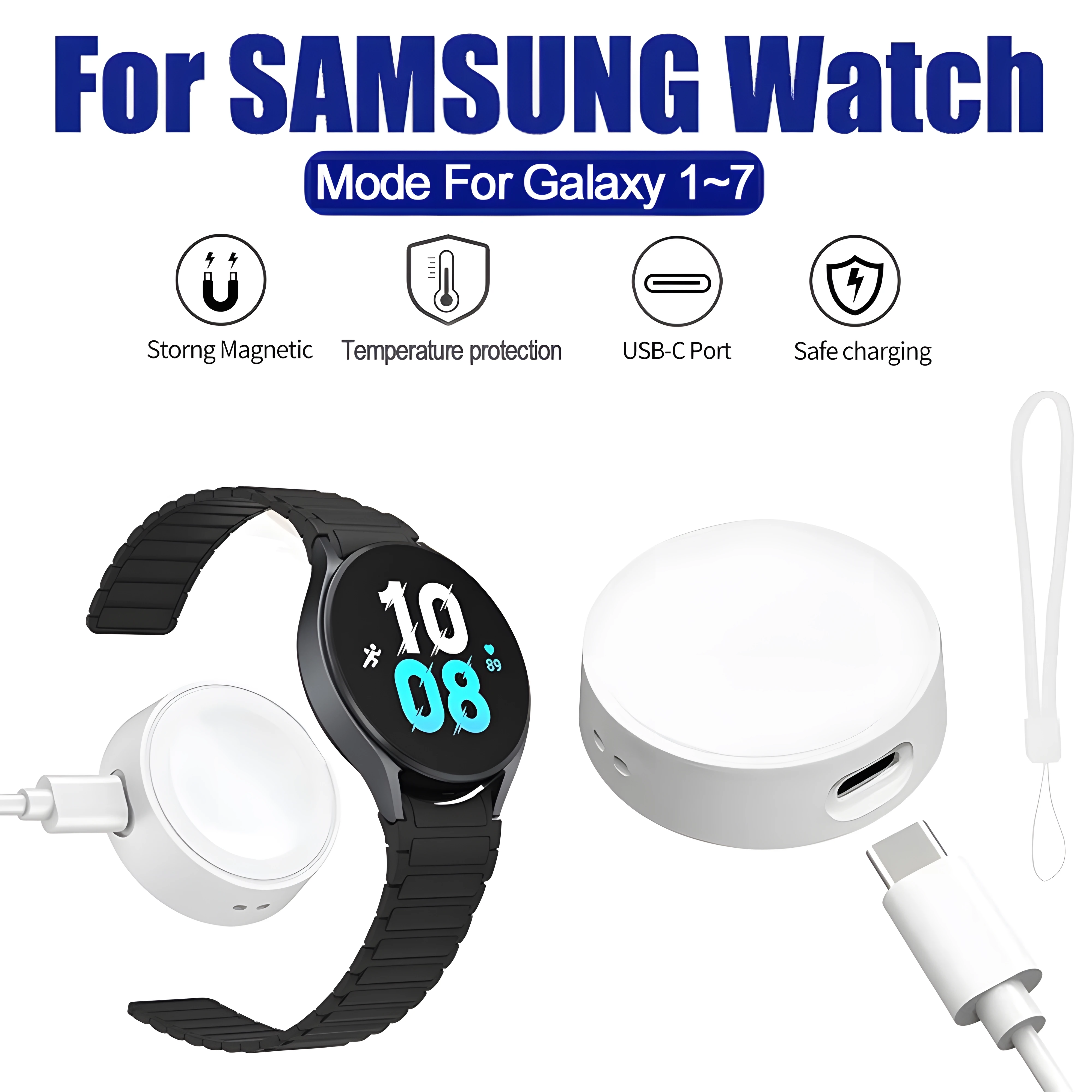 New-Portable-for-Samsung-Watch-7-Wireless-Magnetic-Charger-Type-C-Port ...