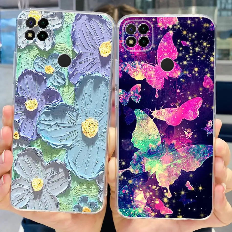 Fashion Flower Butterfly Pattern Phone Case For Xiaomi Redmi 9C NFC ...