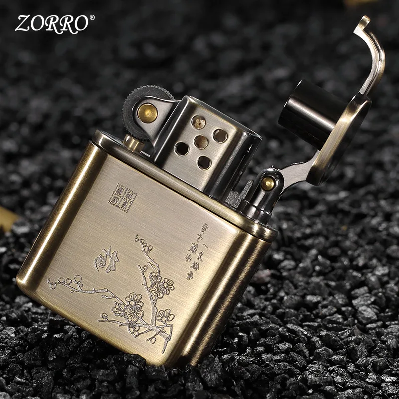 ZORRO-Kerosene-Lighter-Windproof-Retro-Engraving-Plum-Blossom-Grinding ...