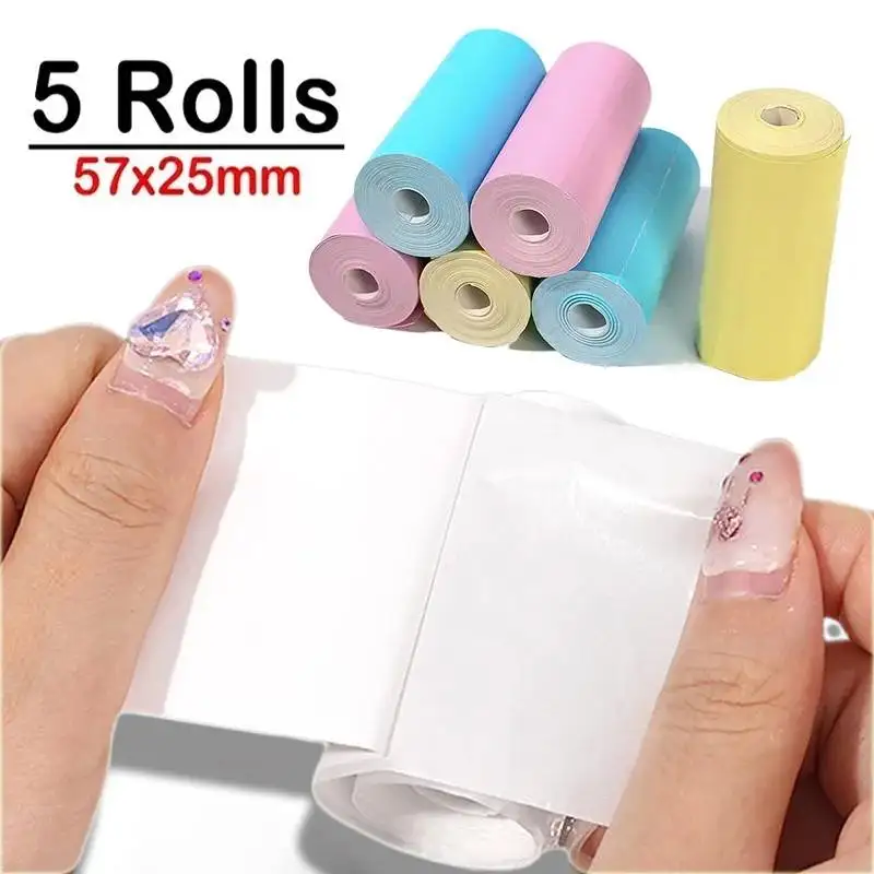 5Pcs-Rolls-Thermal-Printer-Paper-57x25mm-For-Mini-DIY-Sticker-Receipt ...