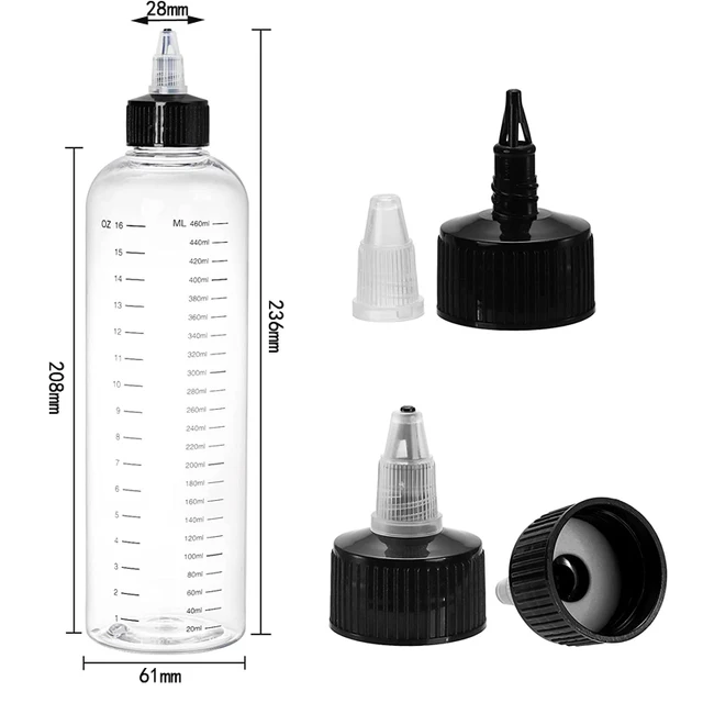 30ml-500ml Empty Hair Dye Bottle Measured Twist Top Cap Refillable ...