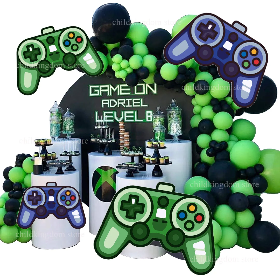 Video-Game-Birthday-Balloons-Garland-Arch-Kit-Black-Green-Balloons ...