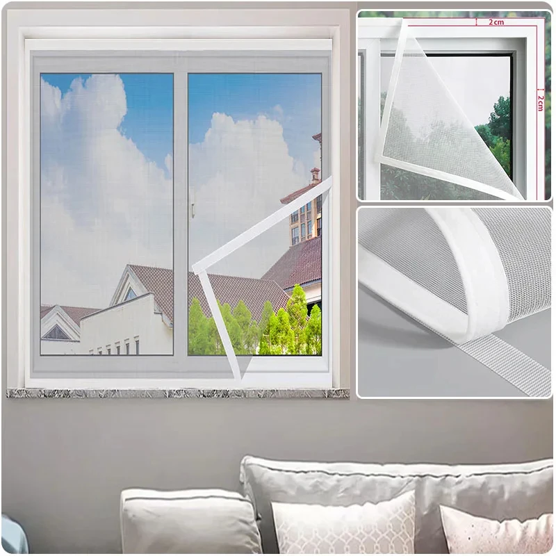 Customized Size Window Screen Self-adhesive White Anti-mosquito Window ...
