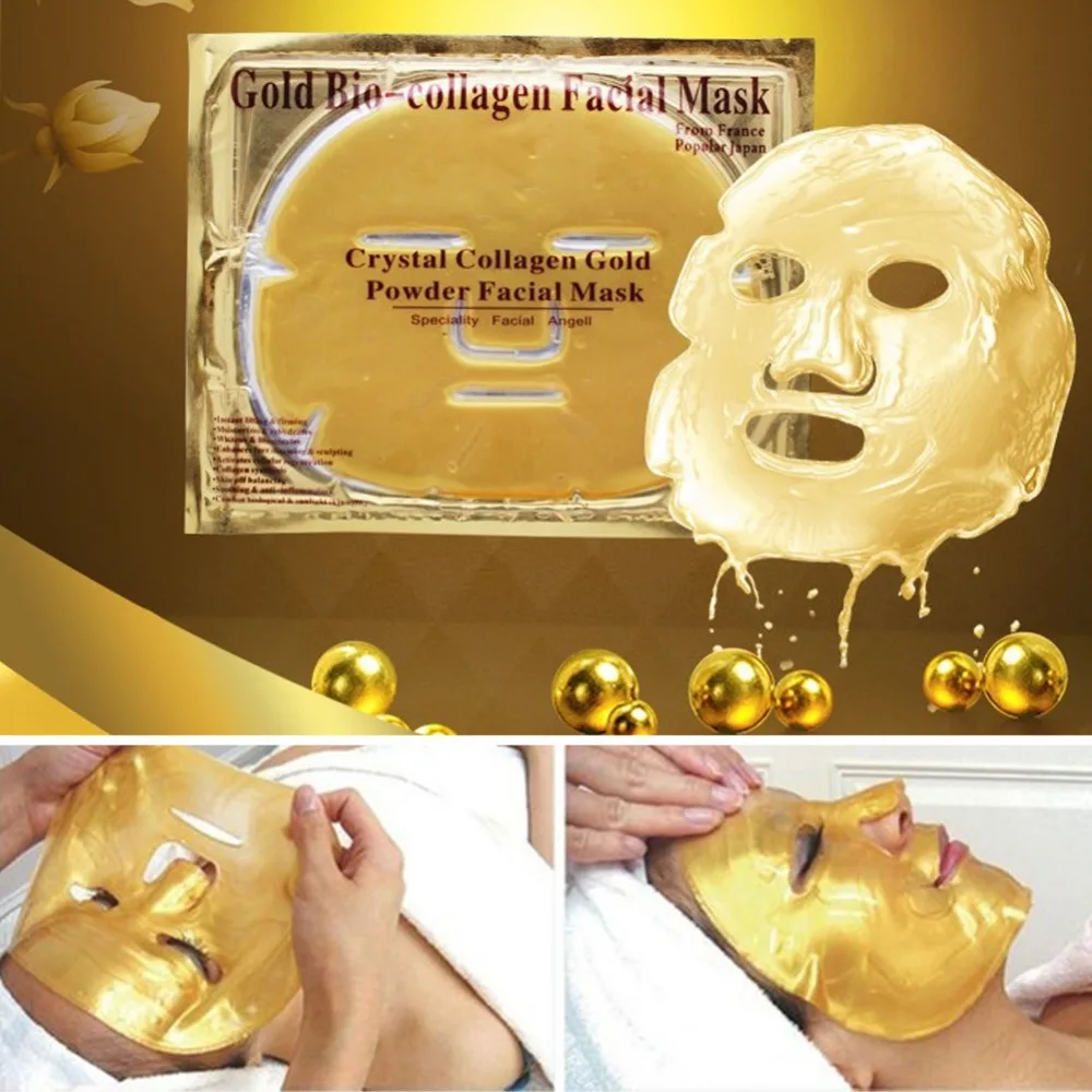 10PCS-Gold-Bio-Collagen-Facial-Mask-SPA-Crystal-Collagen-24k-Gold ...