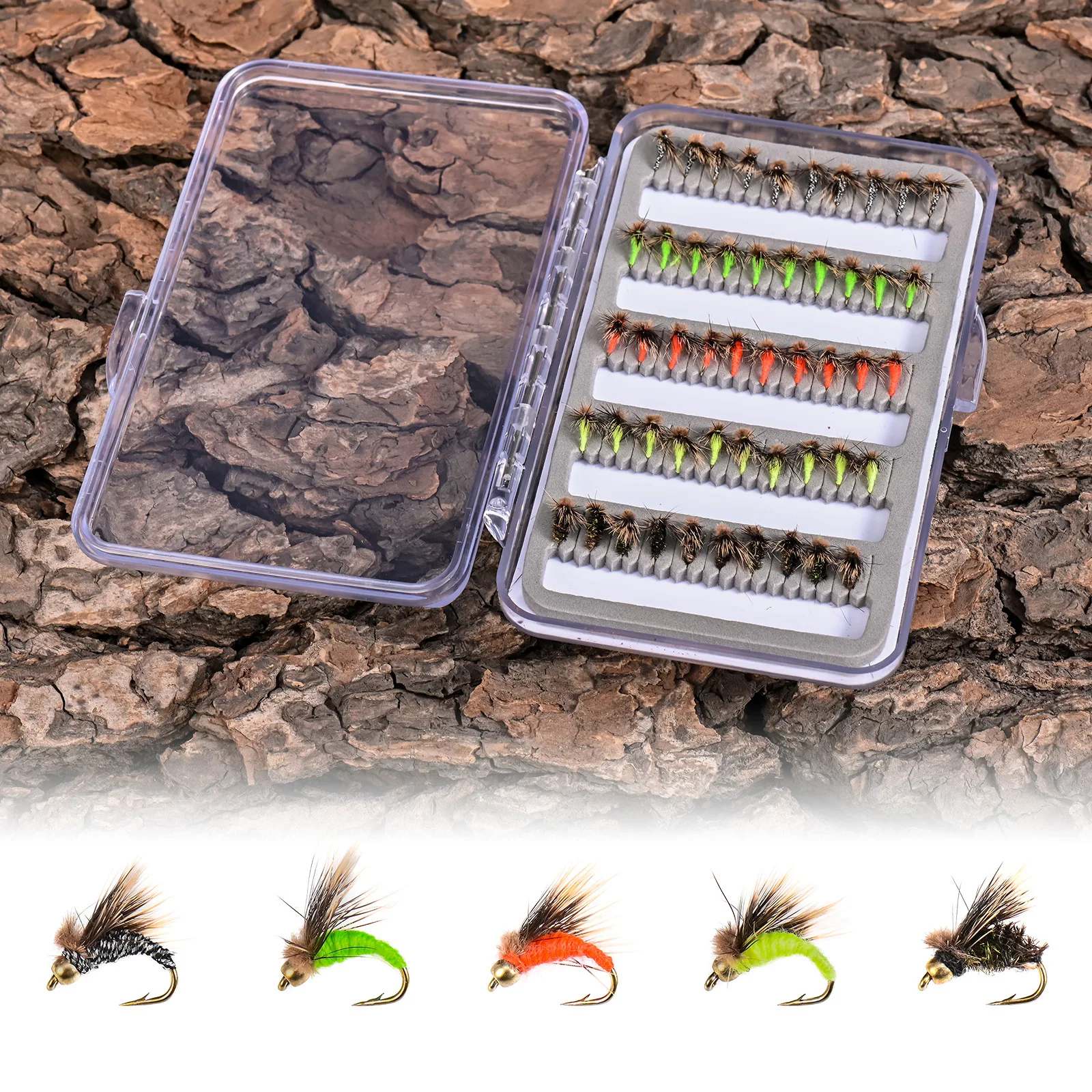 50pcs-Ultra-Thin-Portable-Nymph-Midge-Flies-Kit-Assortment-with-Box ...