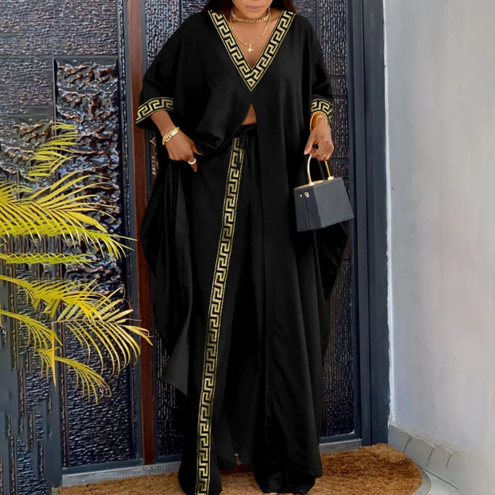 Summer-Women-2-piece-sets-Sexy-V-Neck-Long-Split-Top-Wide-Leg-Pants ...