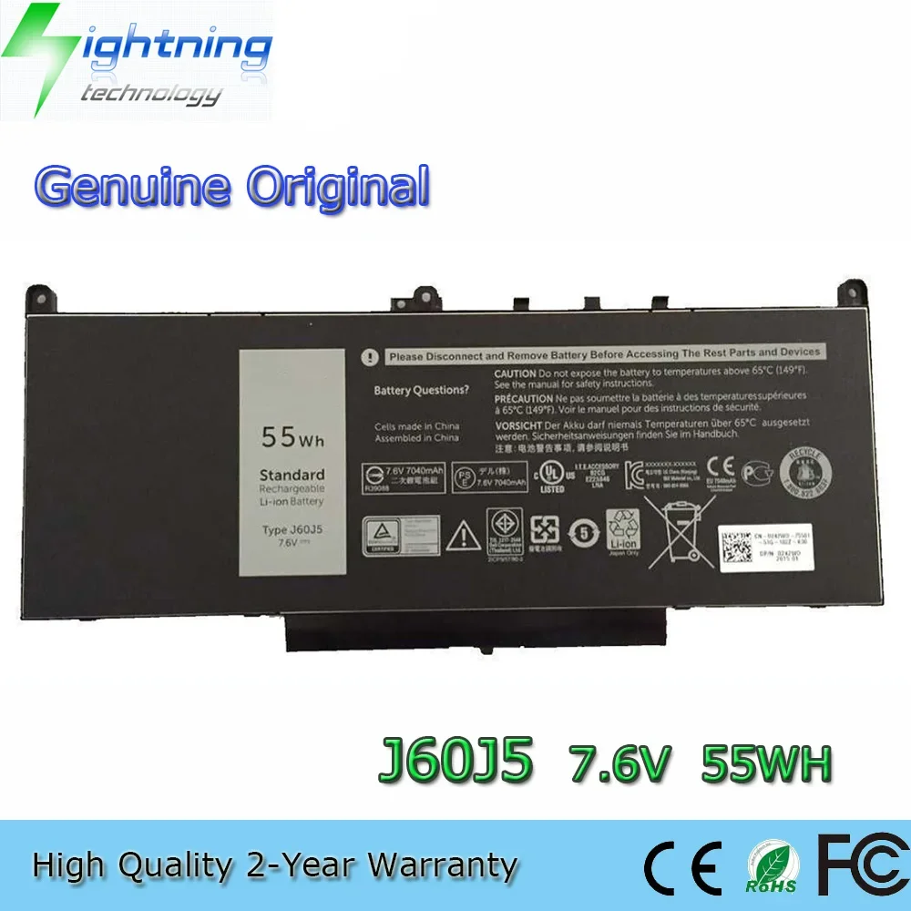 New Genuine Original J60J5 7.6V 55Wh Laptop Battery for Dell Latitude ...