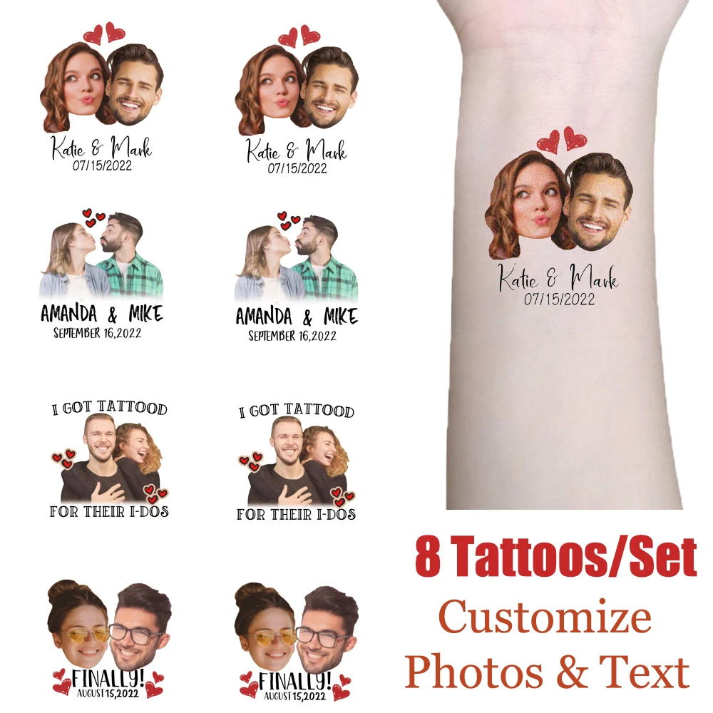 Juego-de-tatuaje-temporal-personalizado-para-parejas-tatuaje-de-cara-y ...