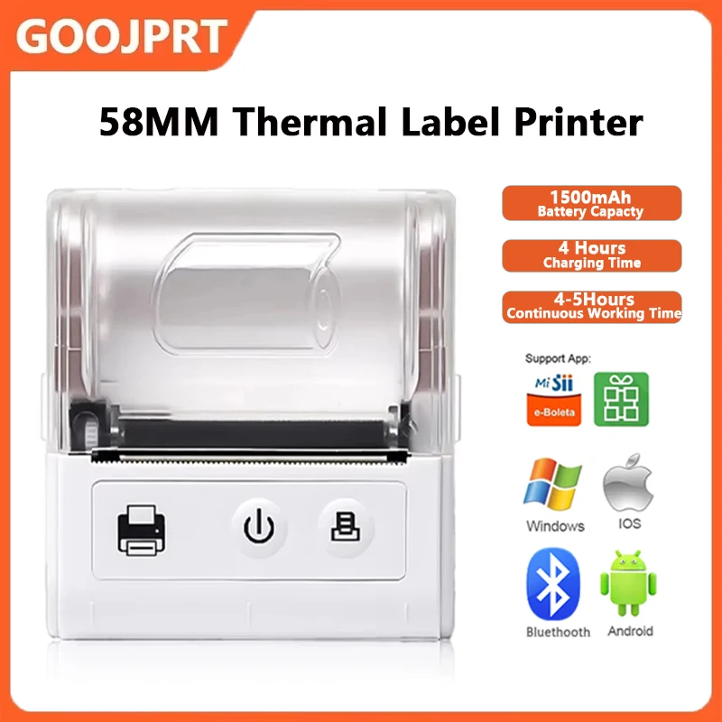 58MM Mini Thermal Printer Mobile Pocket Printer Ticket Bill Wireless ...
