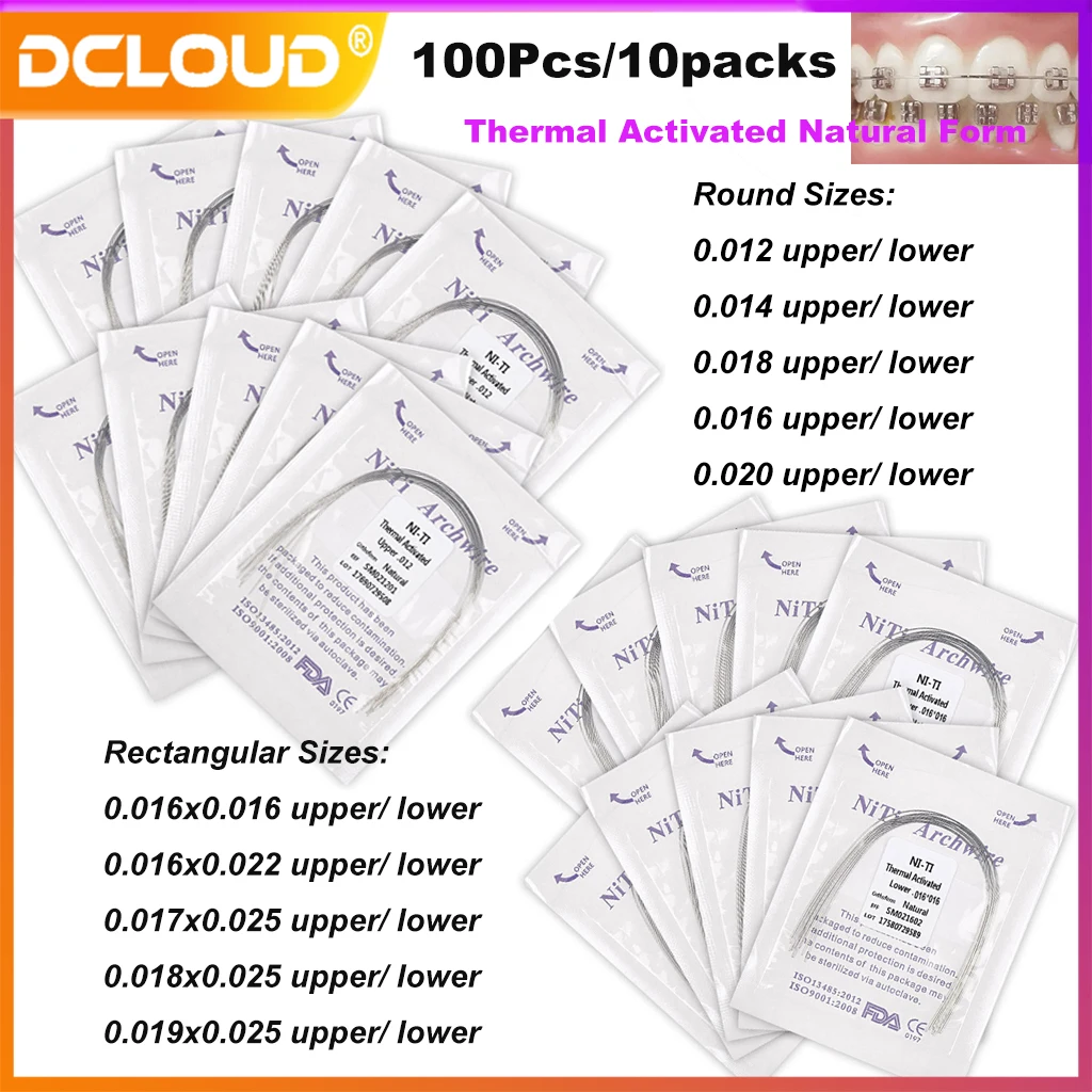 100pcs Ortodoncia dental Niti Arch Wires Heat Thermal Activated Round ...