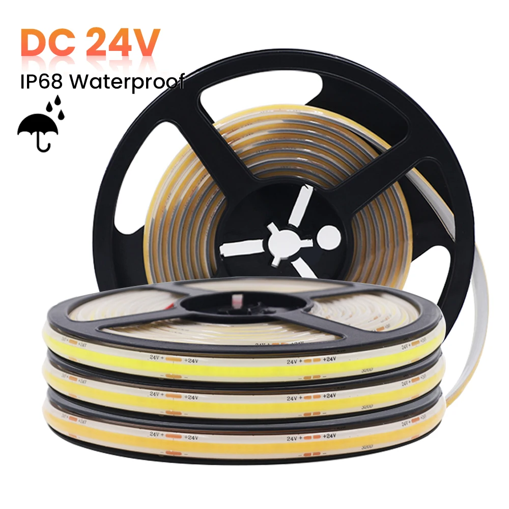 Tira de luces LED COB de 12V, 24V, 5m, 10m, 15m, 20m, 0,5 m, 1m ...