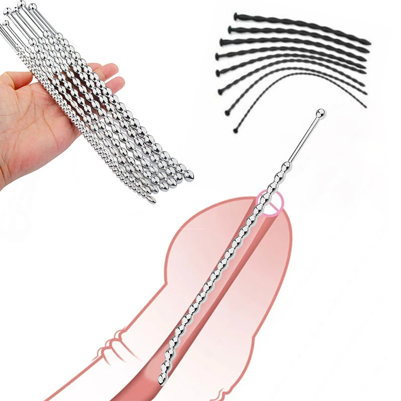 Manyjoy Stainless Steel/Silicone Long Male Urethra Plug Sounds Dilator Penis Plug Stretcher Men ...