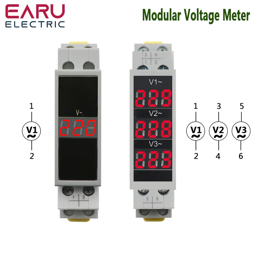 Three Phase Din Rail Voltmeter | Digital Voltmeter Single Phase - 18mm ...
