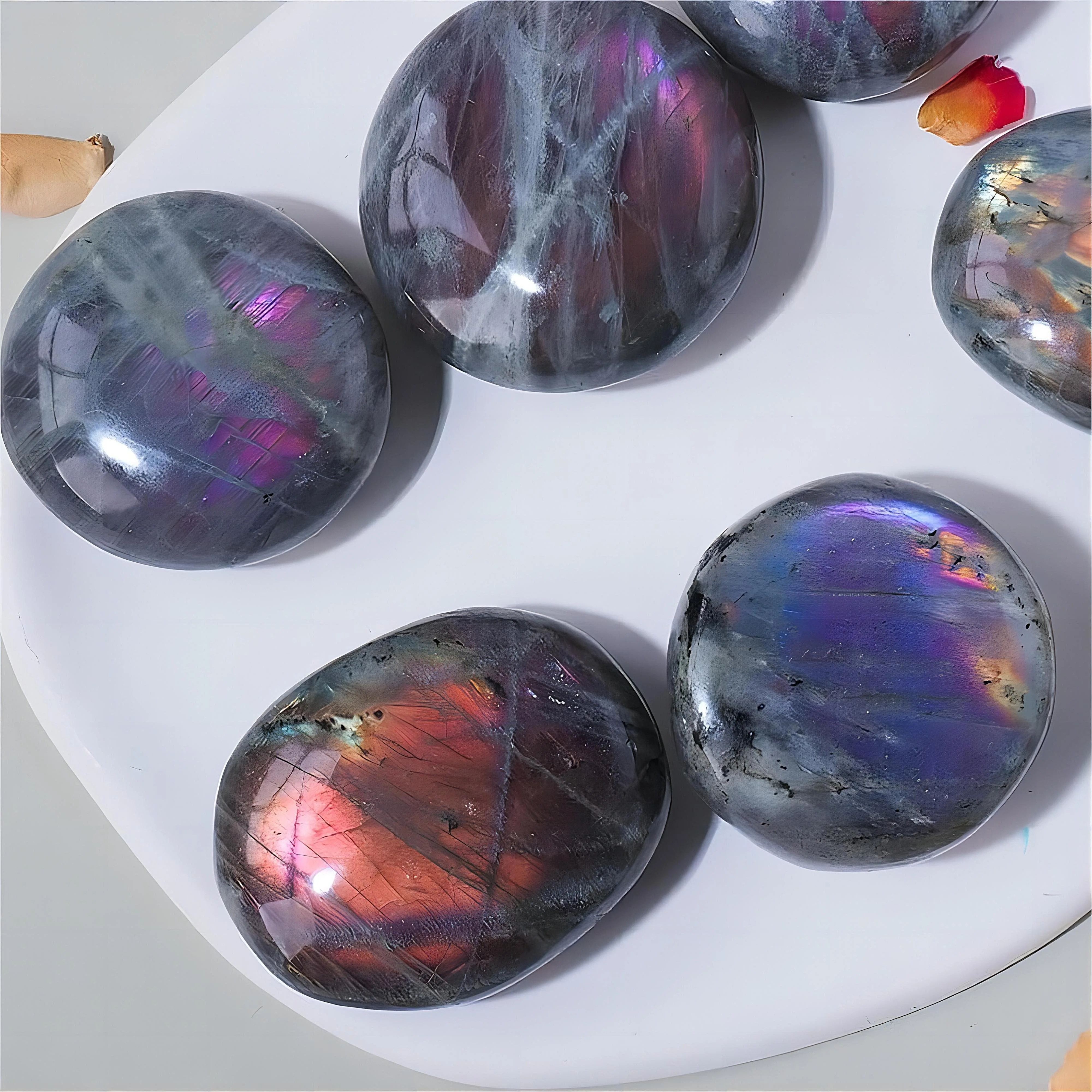 Labradorita-p-rpura-natural-Flash-Palma-brillante-piedra-Irregular-nica ...