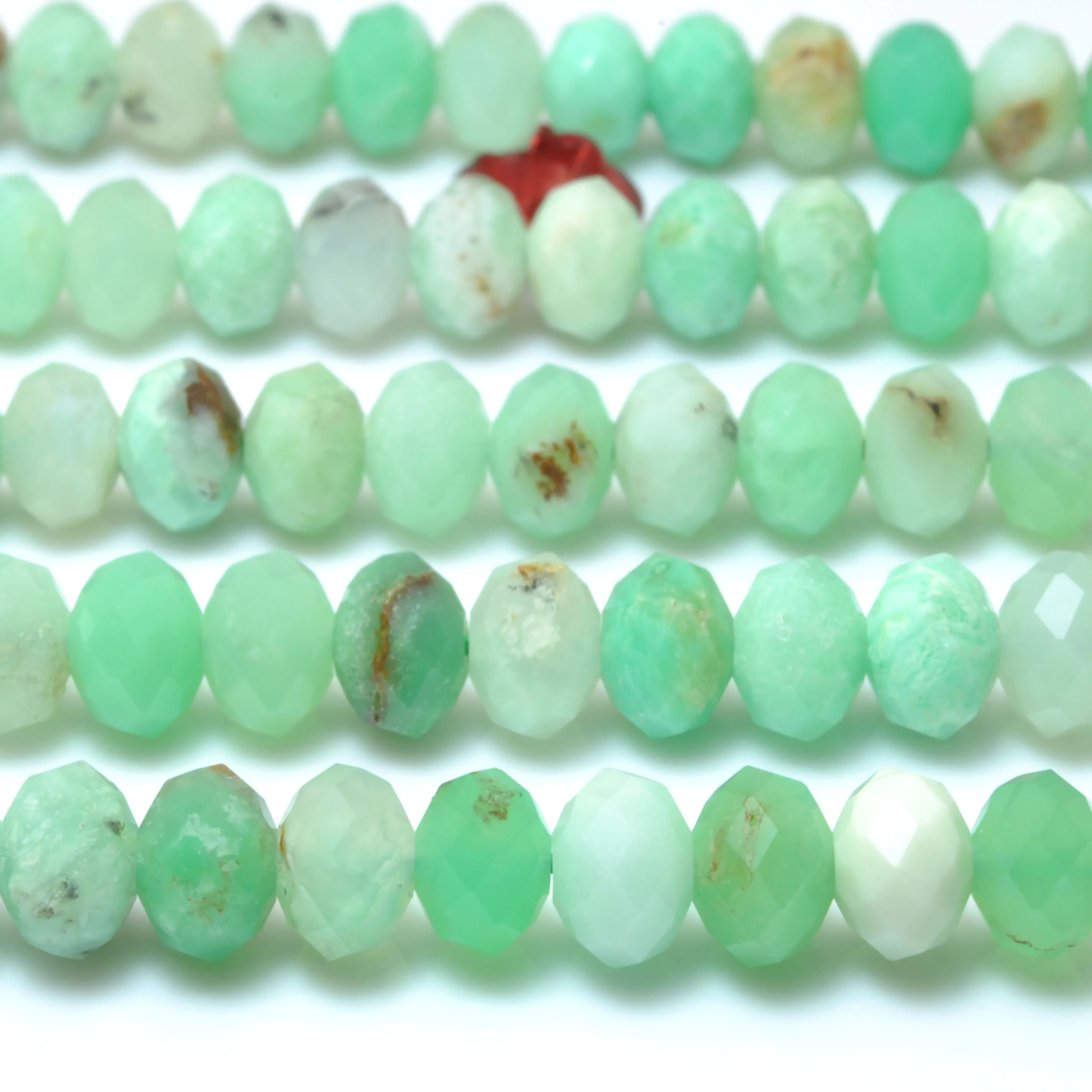 Natural Chrysoprase Stone Faceeted Rondelle Loose Beads Green ...