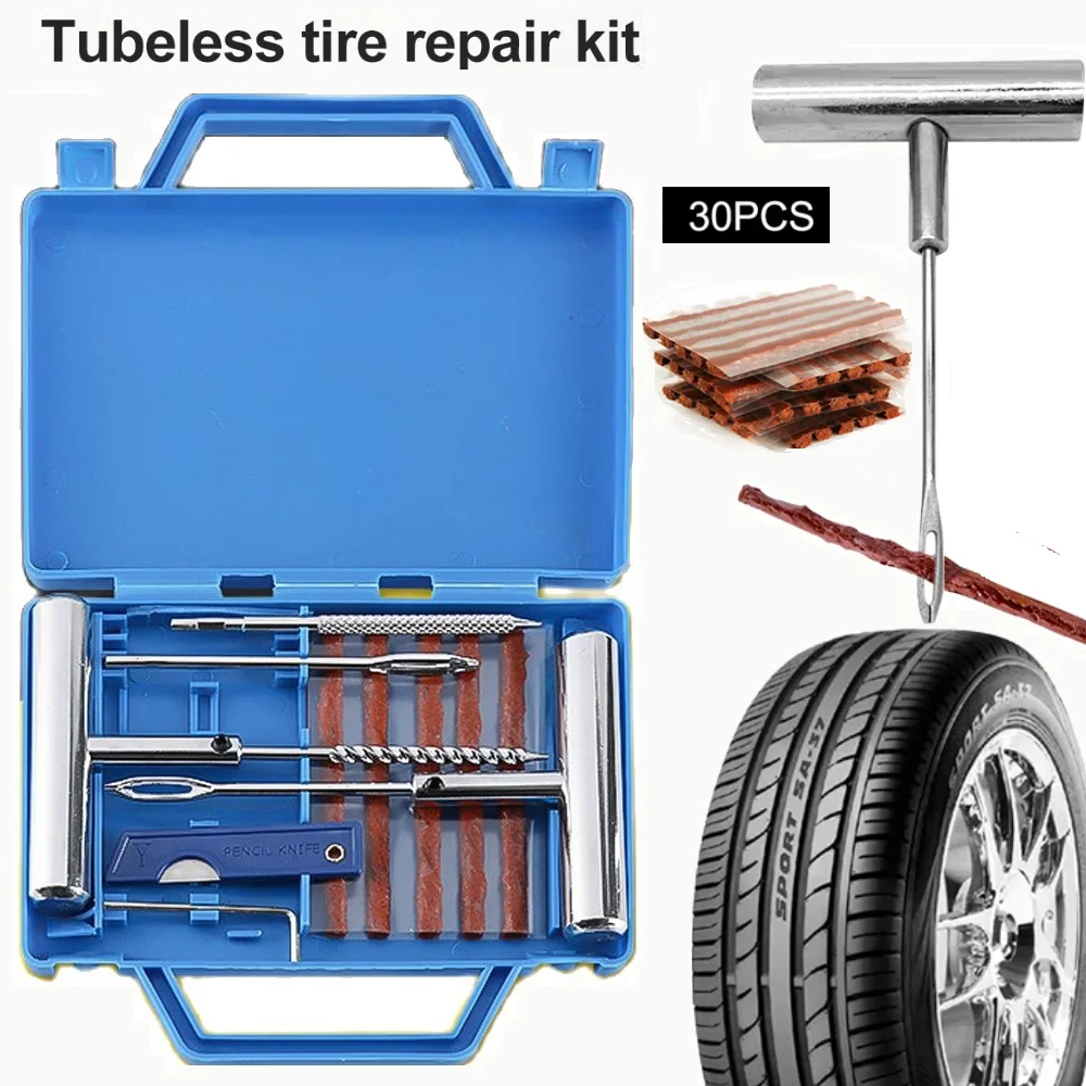 New-Professional-Car-Tire-Repair-Tools-Kit-with-Rubber-Strips-Tubeless ...
