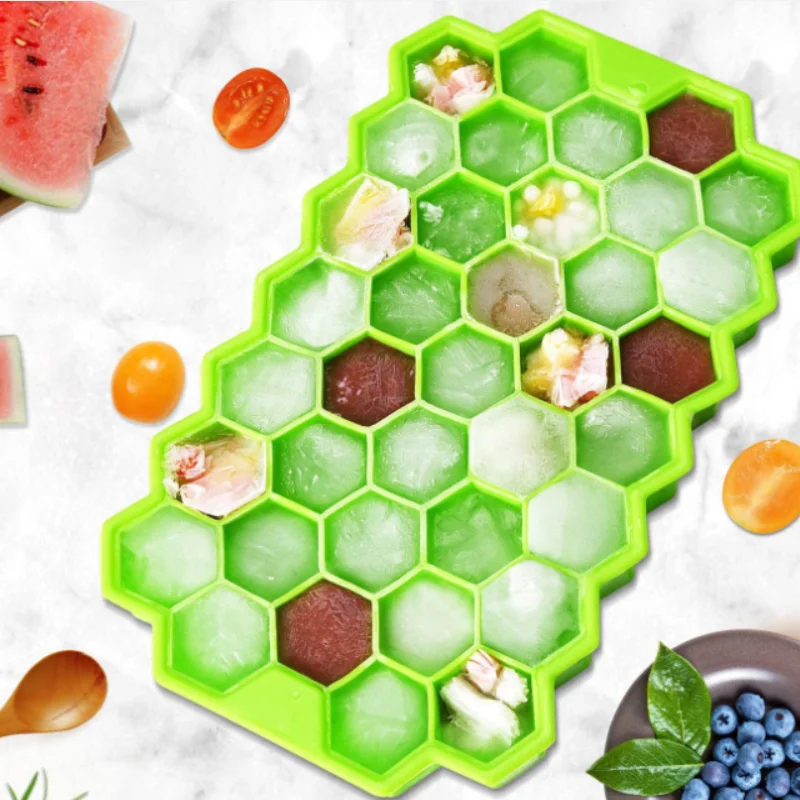 Silicone Honeycomb Movable 37 Ice Tray, With Removable Lid Silicone Ice ...