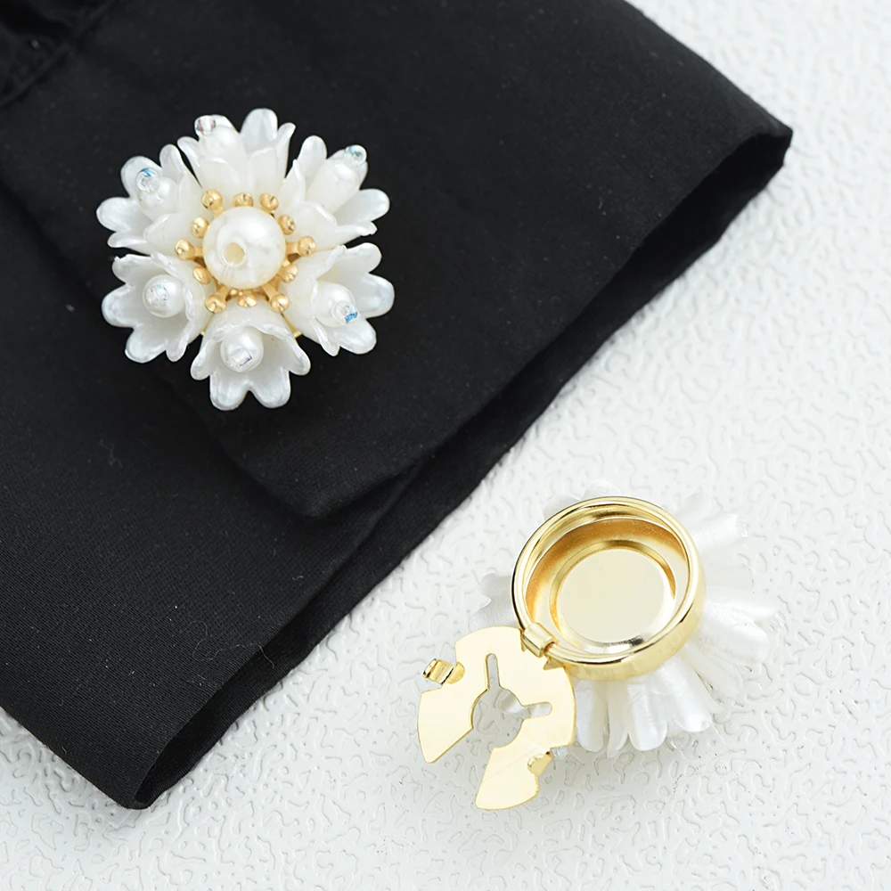 ICEYY Large Handwoven Pearl Flower Button Covers Set Womens Shirt ...