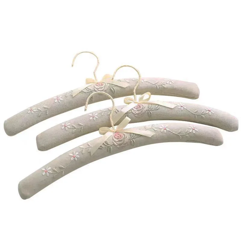 38cm Elegant Cloth Embroidery Hanger Adult Linen Wedding Dress Hangers ...