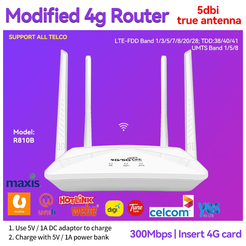 Wireless-wifi-router-r810b-4g-port-til-antena-externa-cabo-de-dados-usb ...