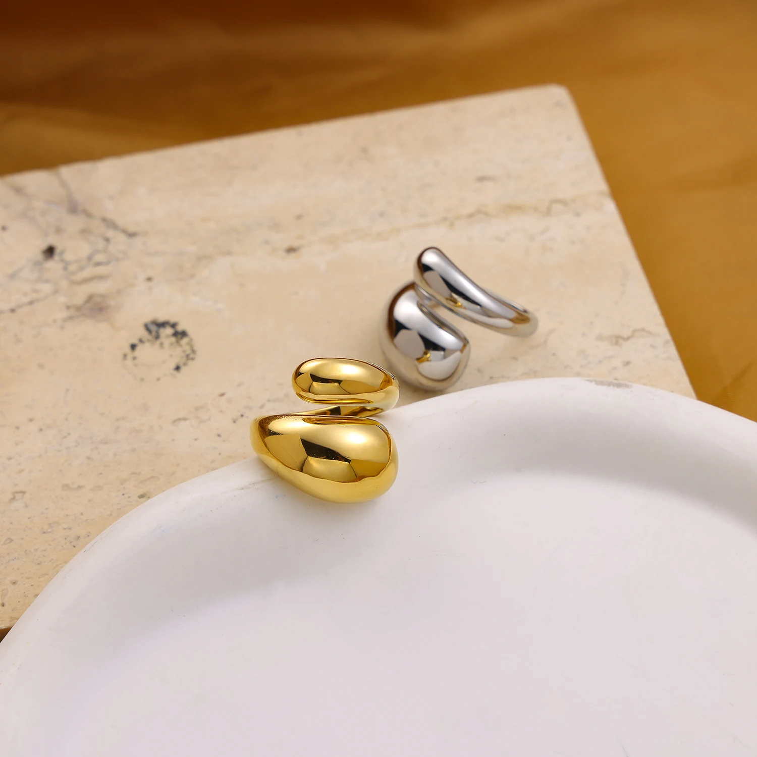 CARLIDANA-New-Trendy-Silver-Plated-Stainless-Steel-Chunky-Smooth-Rings ...