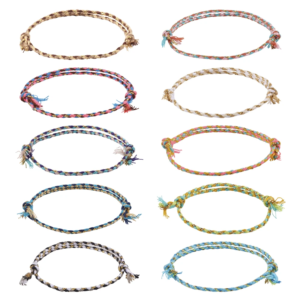 50Pcs-Adjustable-Cotton-Rope-Bracelet-Braided-Cord-Bracelets-10-Colors ...