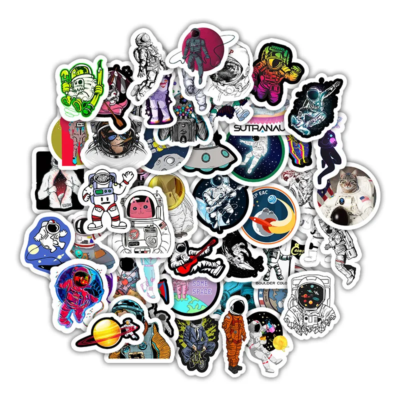 50pcs Cartoon Astronaut UFO Graffiti Stickers Outer Space Luggage ...