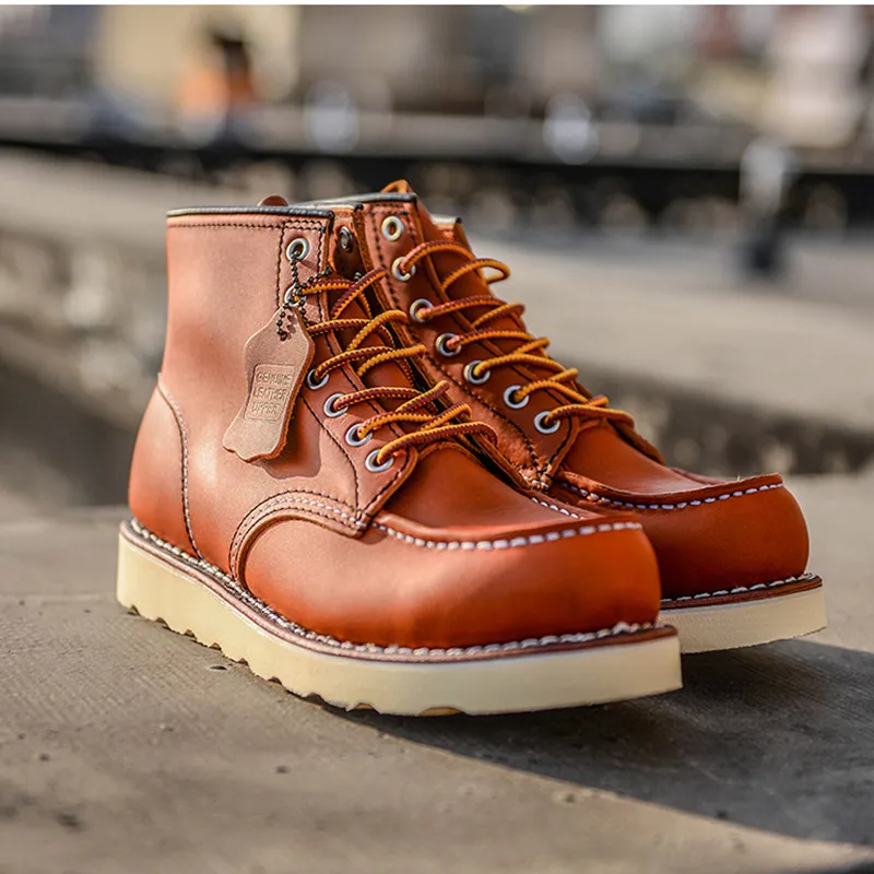 1907 Vintage Men Women Tooling Shoes Round Toe Motorcycle Ankle Boots ...