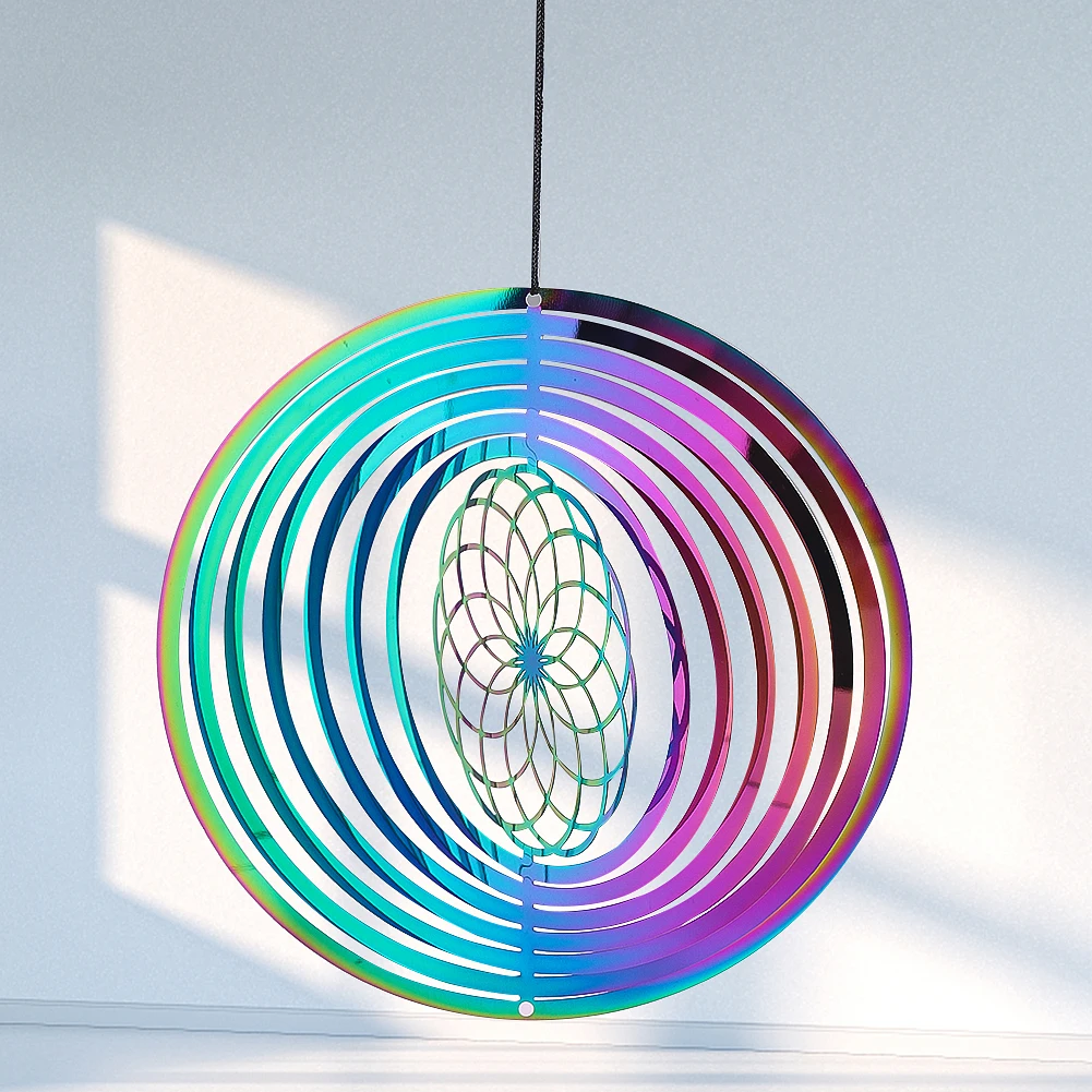 Colorful-Mandala-Wind-Spinner-3D-Rotating-Wind-Chimes-Flowing-Visual ...