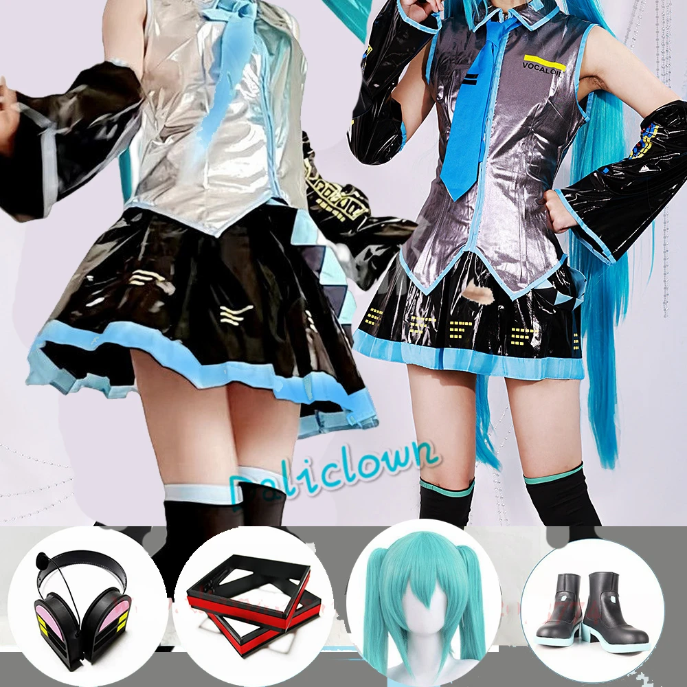 Miku-Cosplay-Full-Set-Patent-Leather-Midi-Dress-Suit-Anime-Miku-Cosplay ...