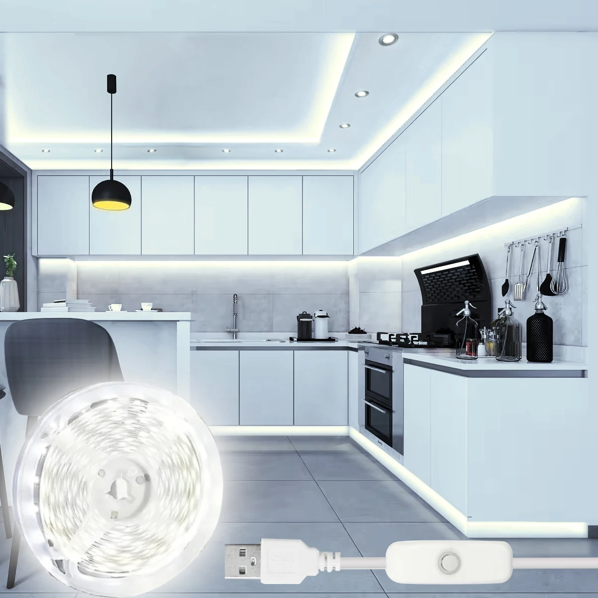 USB-LED-Strip-Lights-para-Under-Cabinet-TV-Background-Ilumina-o-Tape ...