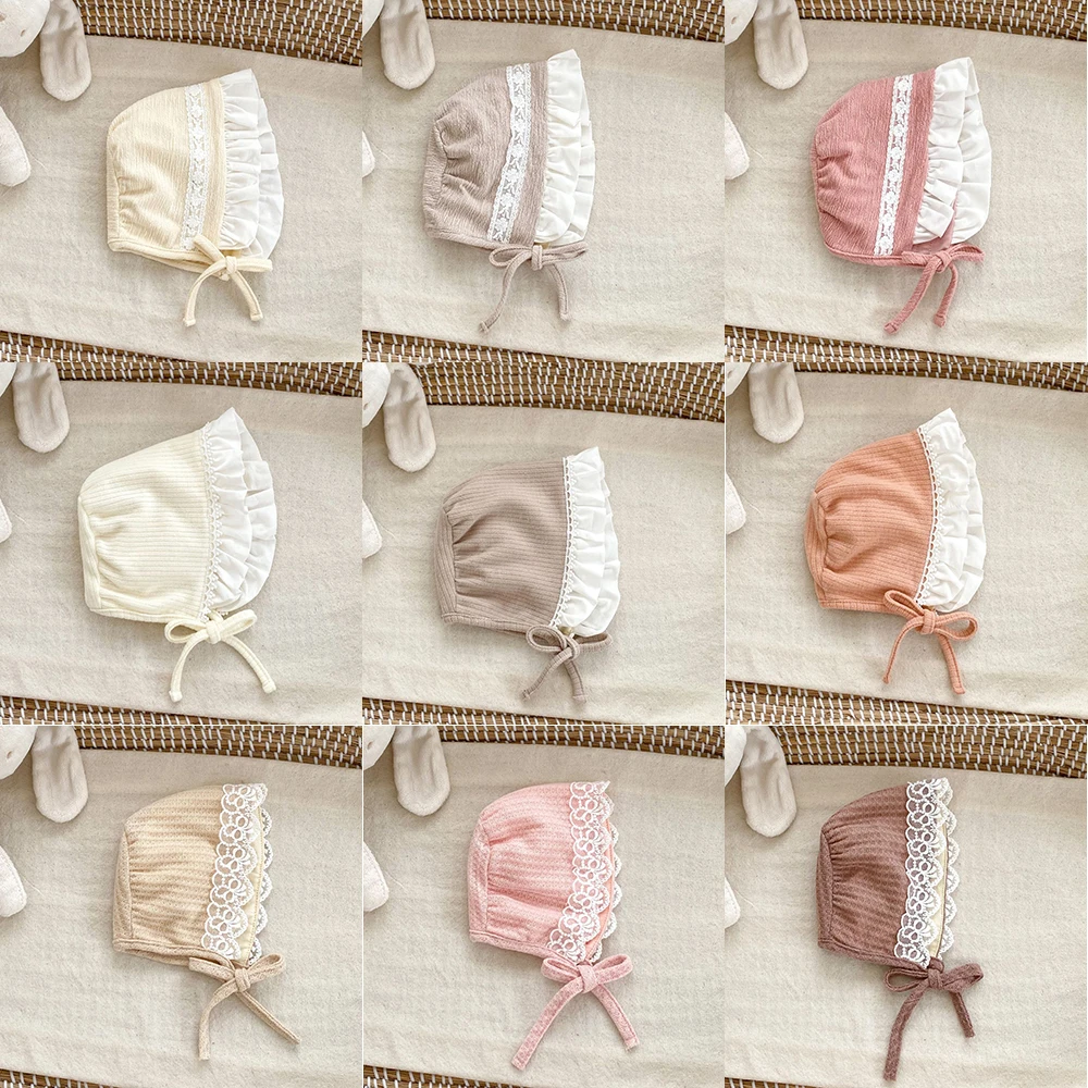 2024 Spring Korean baby girl hat sweet Princess lace windproof hat sun ...