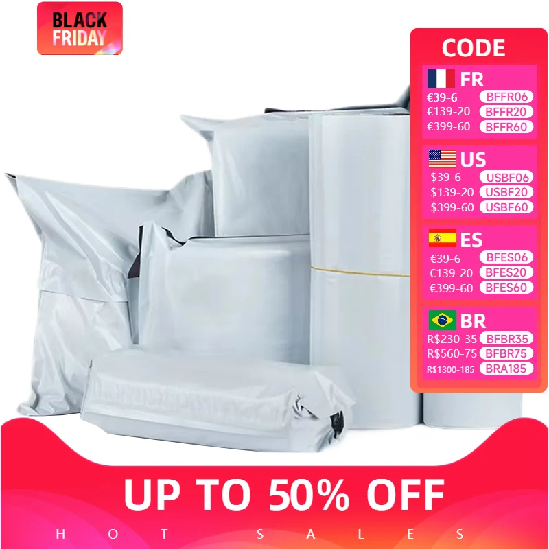 50Pcs-Shipping-Envelope-Bags-Plastic-Express-Envelope-Storage-Bags-Grey ...