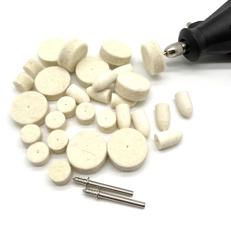 10Pcs-Grinding-Polishing-Buffing-Round-Wheel-Pad-Wool-Felt-1-Rod-3-2mm ...