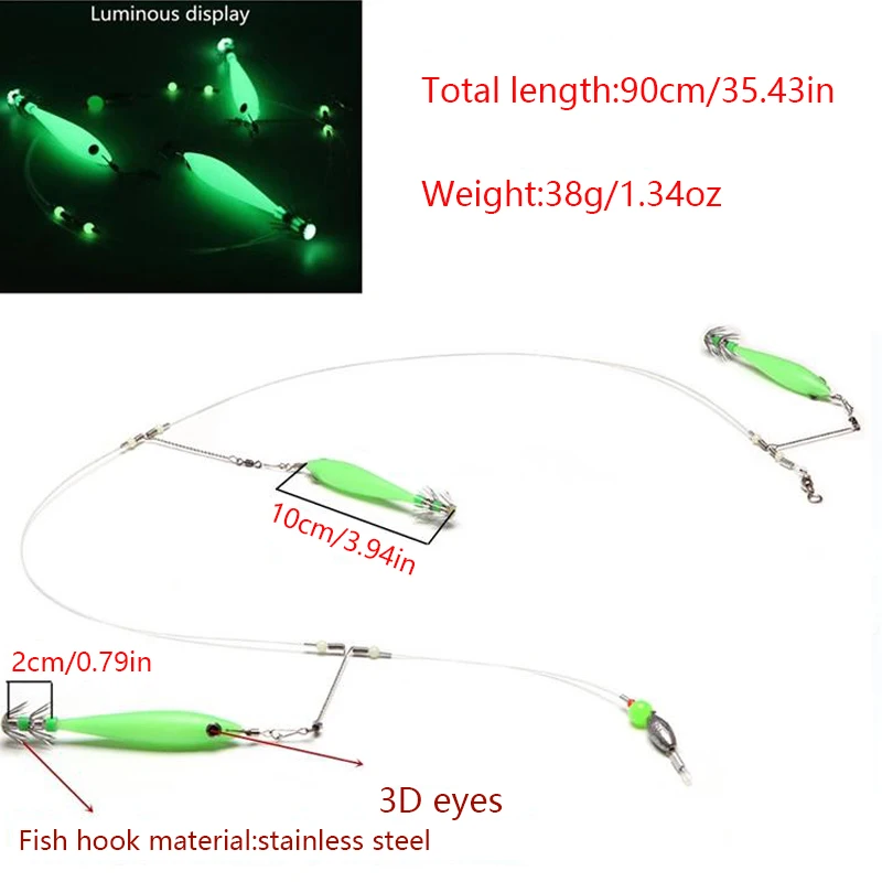 Glow-in-the-Dark-Squid-String-Hook-Blow-Barrel-Hook-Fish-Hook-Wood ...