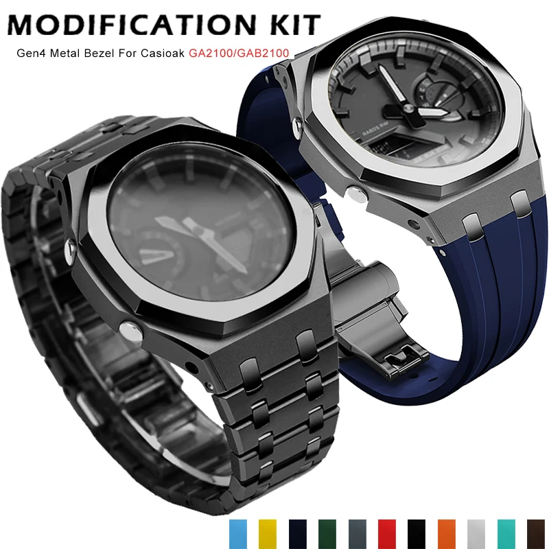 Gen4-Metal-Bezel-Mod-Kit-For-Casioak-GA2100-Case-Silicone-Band-For-GAB ...