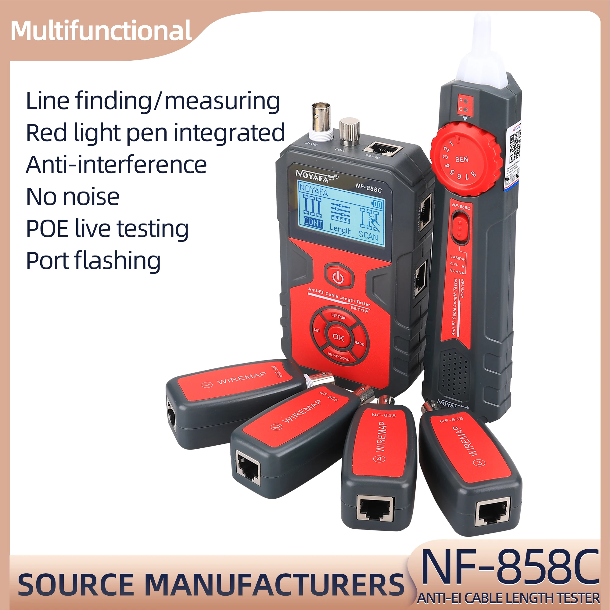 NF-858C Network Cable Tester Trace Line Locator POE BNC Finder Port ...
