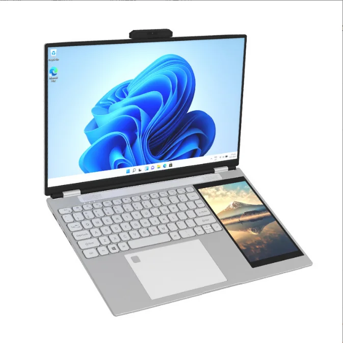 HD dual screen 15.6 inch laptop + 7-inch touch screen Office computer ...