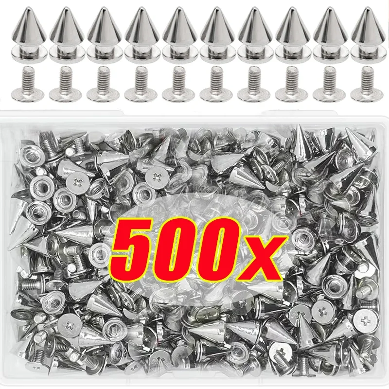Silver-Rivets-Cone-Studs-Screwback-Metal-Spike-DIY-Cool-Punk-Garment ...