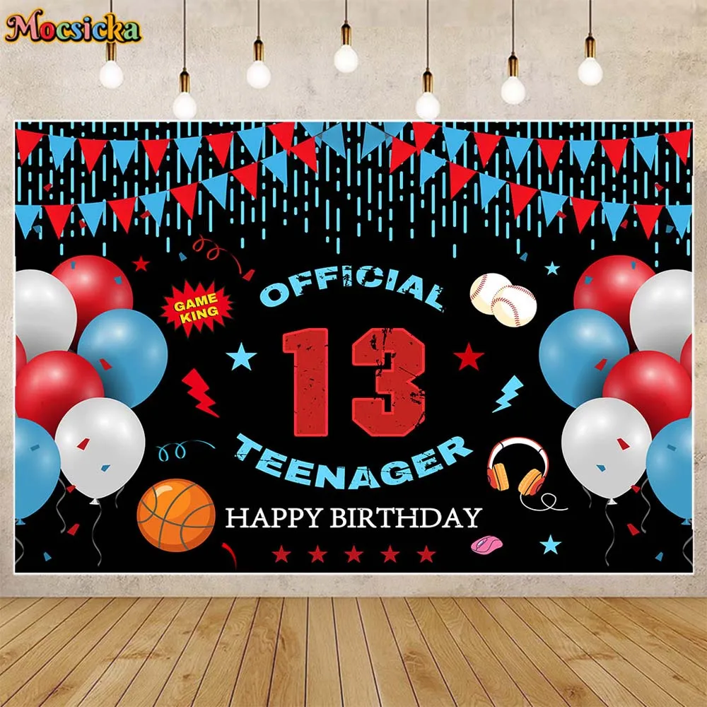 Mocsicka-13th-Birthday-Backdrop-Official-Teenager-Boys-Thirteen-Years ...