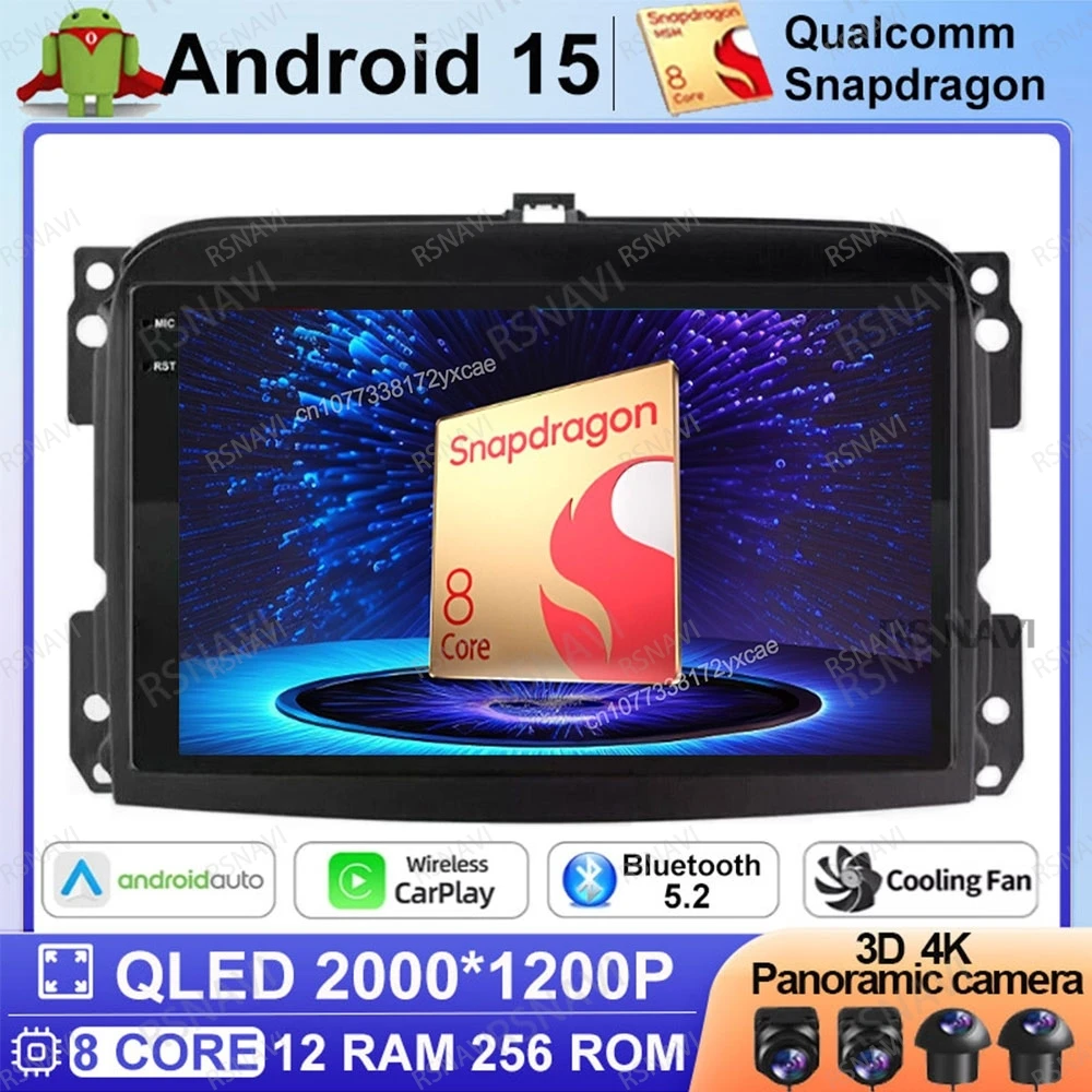 Android 15 Car Radio For Fiat 500L 2012-2017 Stereo Qualcomm DVD QLED ...