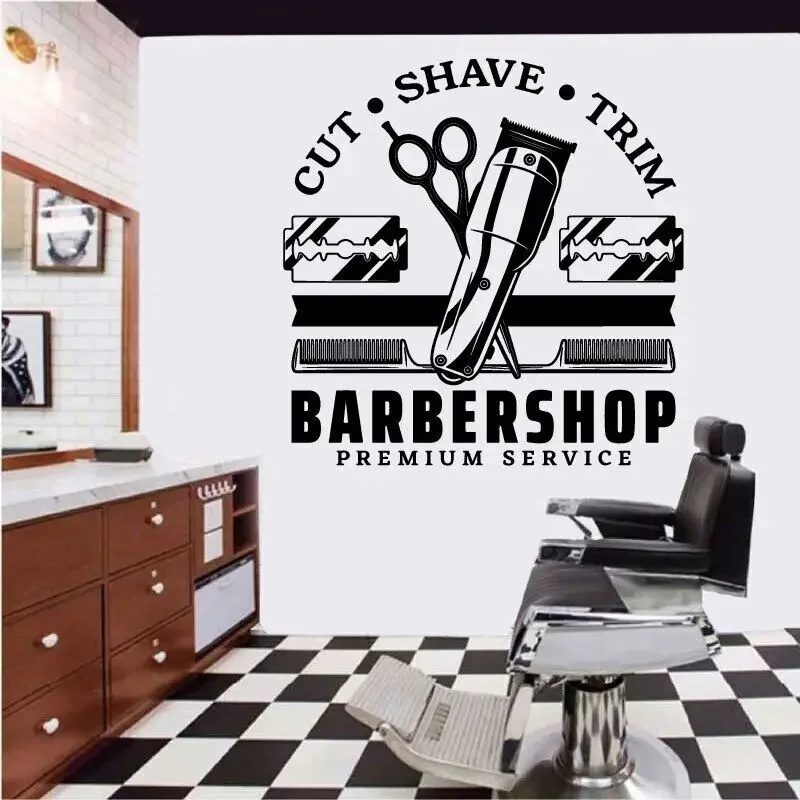 Barber Shop Shop Sign Wall Sticker Professional Service Razor Razor ...